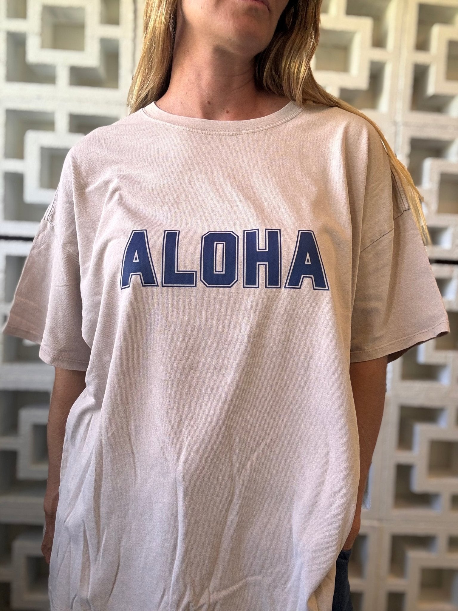 College of Aloha oversized tee-Lilac/Navy – The Salty Babe
